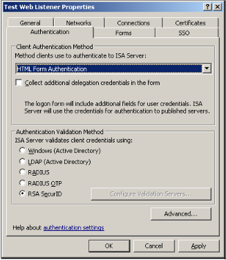 Internet Security and Acceleration (ISA) RSA SecurID Ready Implementation Guide | OvY007